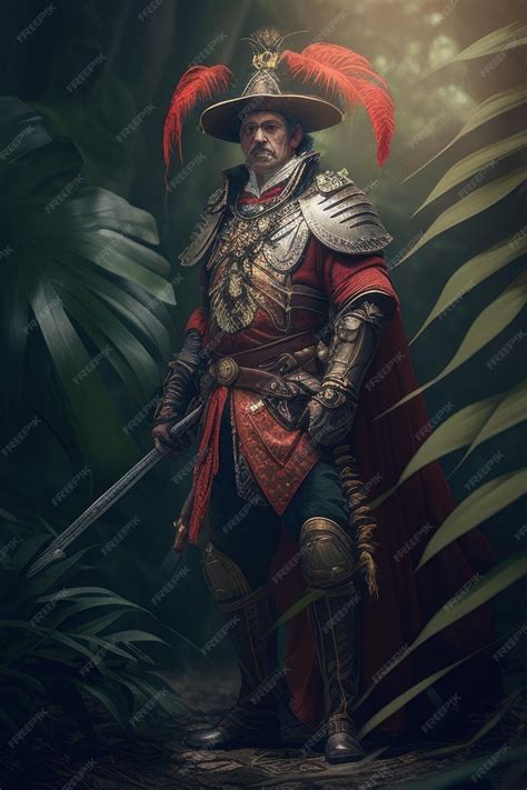 Portrait Of A Spanish Conquistador In Armor Premium Ai Generated Image