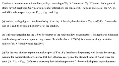 video solution consider a random substitutional binary alloy consisting of na atoms and nb