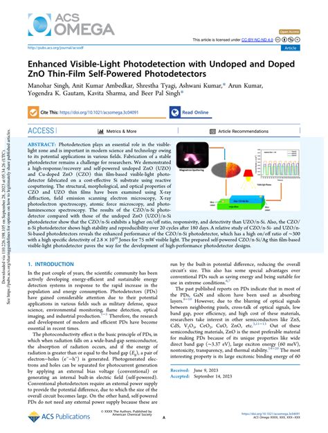 Pdf Enhanced Visible Light Photodetection With Undoped And Doped Zno