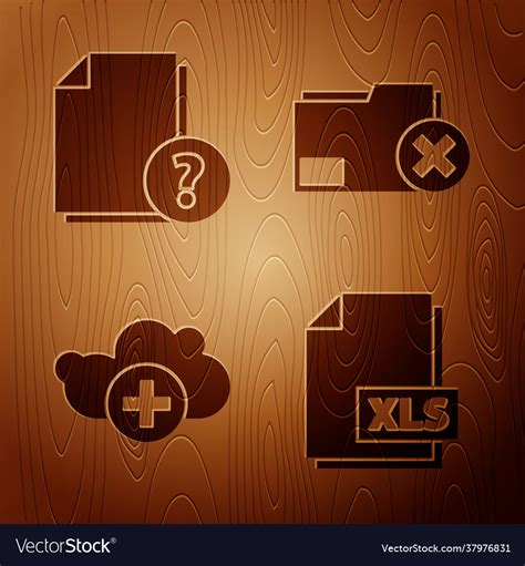 Set Xls File Document Unknown Document Add Cloud Vector Image