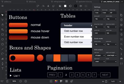 Set Grid Rulers And Svg Output Properties