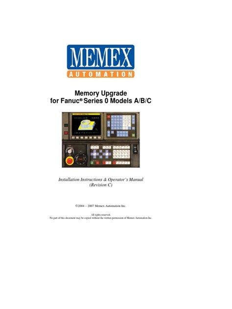 Memory Upgrade For Fanuc Series 0 Models Abc Installation