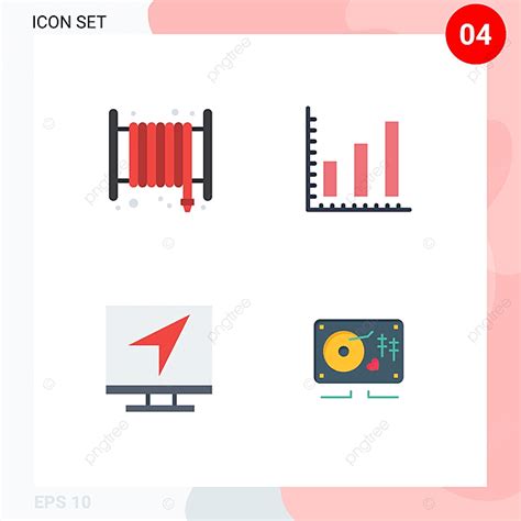 Mobile Interface Flat Icon Set Of 4 Pictograms Of Alarm Heart Marketing Editable Png And