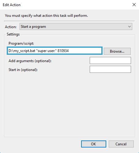 Windows Task Scheduler How To Pass Multiple Arguments Super User