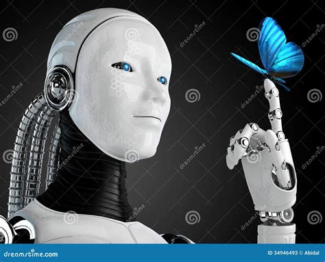 Женщина андроида робота с бабочкой Иллюстрация штока - иллюстрации ...
