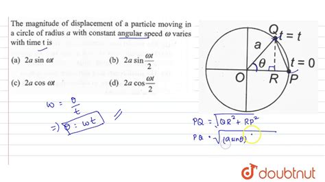 The Magnitude Of Displacement Of A Particle Moving In A Circle Of Radius A With Constant Youtube