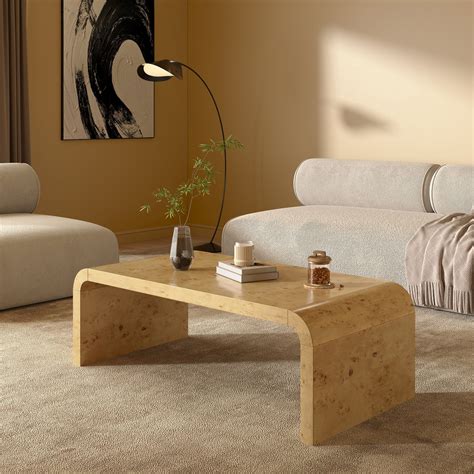 Loon Peak Kievie 48 W Burl Wood Coffee Table Handcrafted Elegance