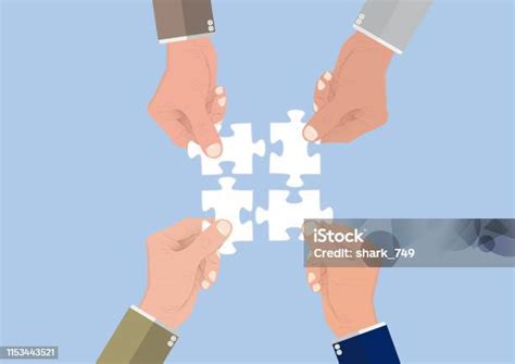 퍼즐 조각 퍼즐을 함께 연결 하는 사업가의 손 성공적인 솔루션 팀웍 협력 사업 개념 벡터 일러스트 개념에 대한 스톡 벡터 아트 및 기타 이미지 Istock