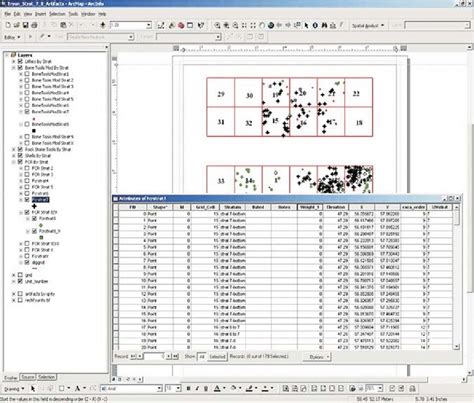 Screen View Of Arcmap Excavation Results And Table Of Attributes