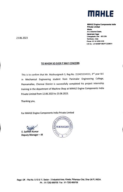 Muthu Vignesh On Linkedin Internship Machineshop Engineering Professionaldevelopment Mahle