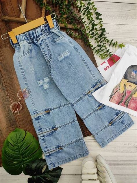 شلوار جین بگ دخترانه 6 زیپ فروشگاه کودک نهال بیبی شاپ