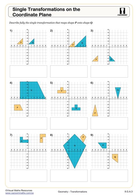 Transformations Worksheets Geometry