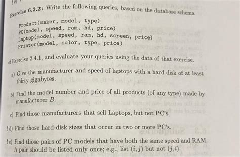 Solved Exercise 6 2 2 Write The Following Queries Based On Chegg Com