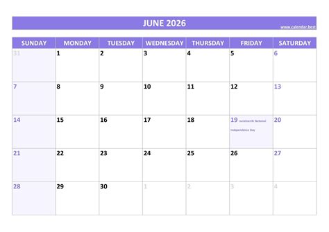 June 2026 School Holidays