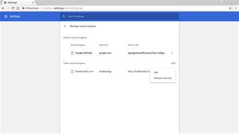 how to set a default search engine in chromium super user