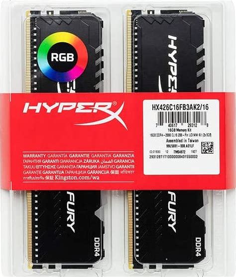 Hyperx Fury Rgb Desktop Memory 16gb 3600mhz Ddr4 Cl17 Dimm Kit Of 2 1rx8 Hx436c17fb3ak2 16