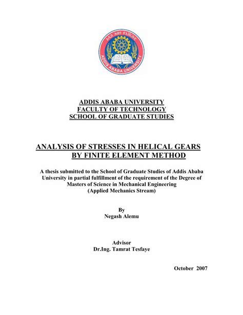Pdf Analysis Of Stresses In Helical Gears By Finite Element Method Dokumen Tips
