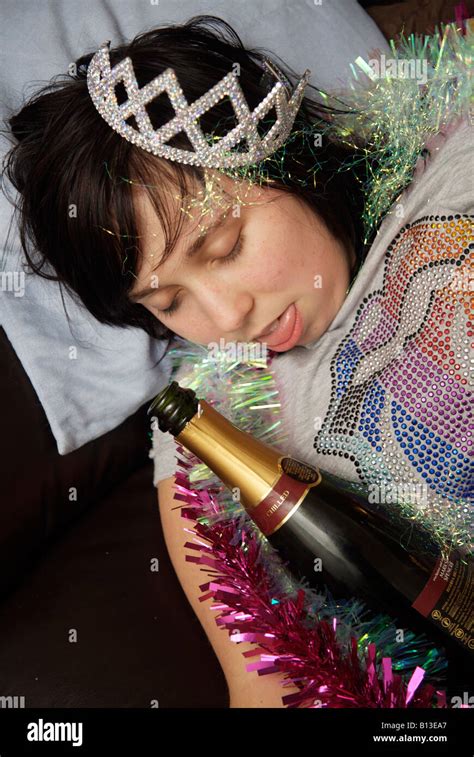 Teenage Girl Passed Out At A Party After Drinking To Much Alcohol Stock
