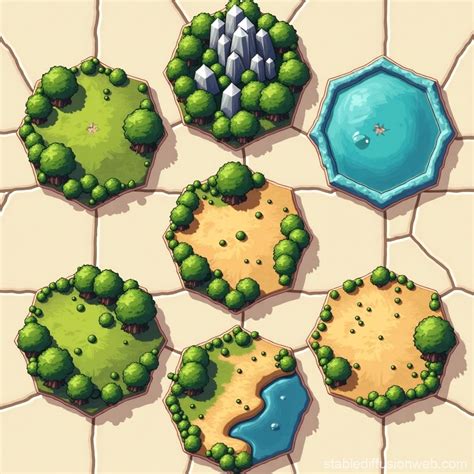 RPG Hexagon Tiles Stable Diffusion Online