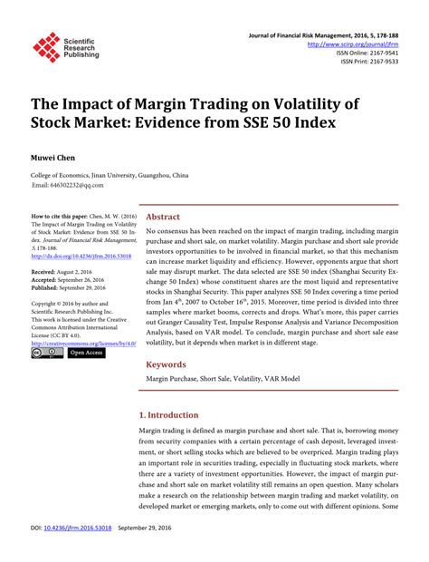Pdf The Impact Of Margin Trading On Volatility Of Stock Market Evidence From Sse 50 Index