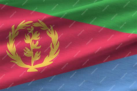 Premium Photo Eritrea Flag With Big Folds Waving Close Up Under The