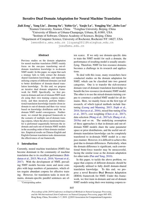 Pdf Iterative Dual Domain Adaptation For Neural Machine Translation