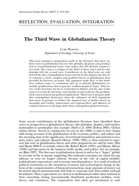 The Third Wave In Globalization Theory Pdf Nation State Cosmopolitanism