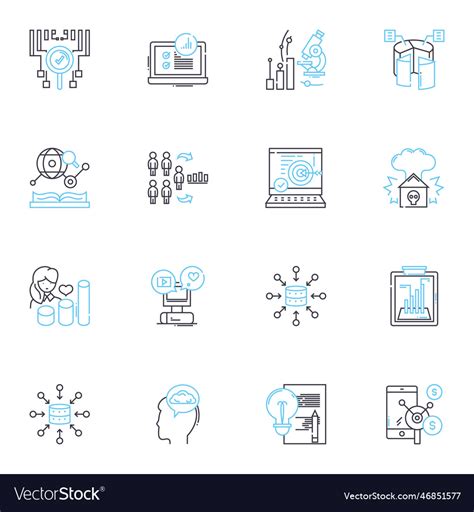 Trend Analysis Linear Icons Set Forecasting Vector Image