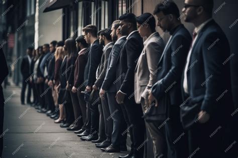 premium photo a long job interview queue
