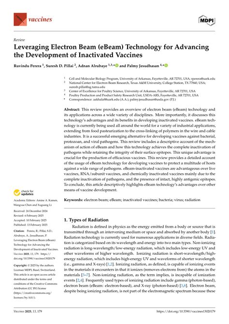 Pdf Leveraging Electron Beam Ebeam Technology For Advancing The Development Of Inactivated