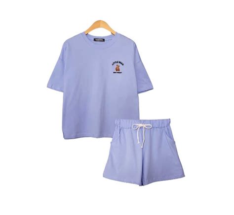 10대추천 리틀츄리닝세트 상하의세트 여름츄리닝 반팔세트 반바지세트 밴딩바지 반크롭티 썸머 10대 중고등학생 20대 여성츄리닝세트 곰돌이 반크롭티셔츠 반팔반바지세트