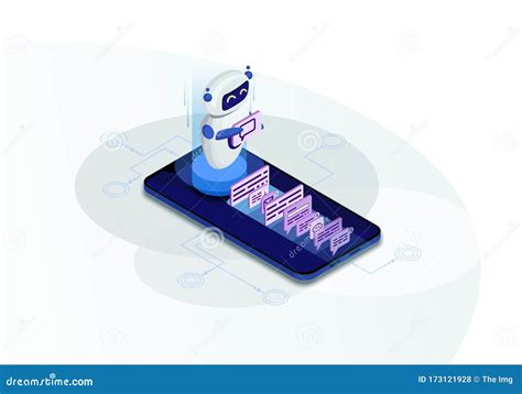 Chatbot Isometric Vector Illustration Stock Vector Illustration Of Notification Communication