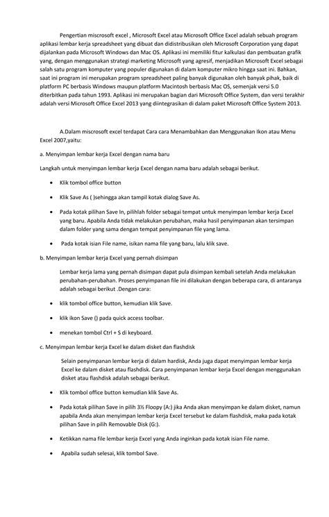 Pengertian Miscrosoft Excel Pdf