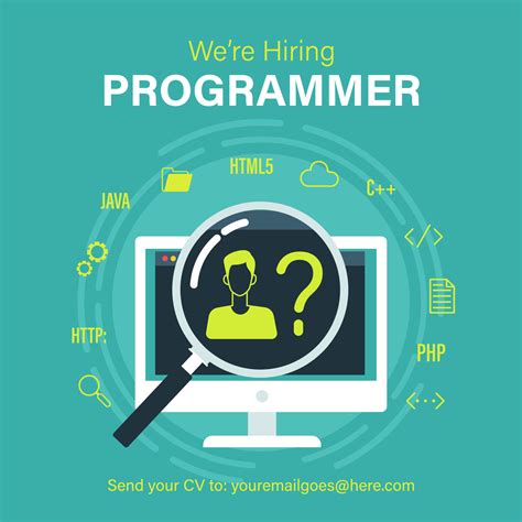 We Are Hiring Programmer Job Vacancy Template 13131601 Vector Art At