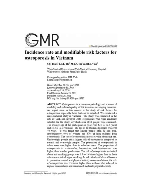 Gmr18737 Incidence Rate And Modifiable Risk Factors Osteoporosis