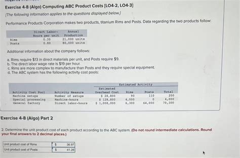 Solved Exercise 4 8 Algo Computing Abc Product Costs