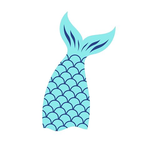 Hand Drawn Mermaid Tail Vector Illustration Isolated On White