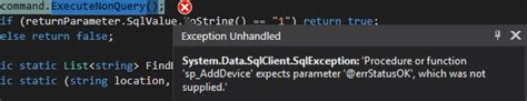 Sql How To Fix Stored Procedure Expects Return Parameter Which Was