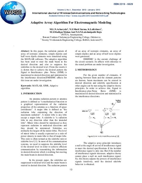 pdf adaptive array algorithm for electromagnetic modeling