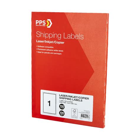 Pps Inkjet Laser Shipping Labels 1up A4 100 Sheets Officeworks