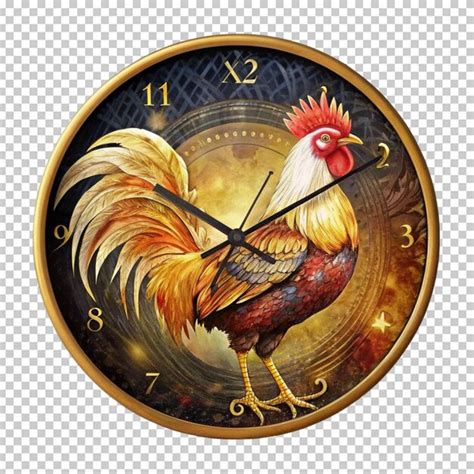 Premium Psd Golden Rooster Wall Clock