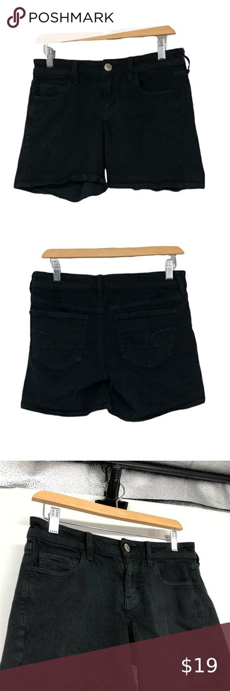 American Eagle Black Denim Super Stretch Shorts Size 4 Jean Shorts