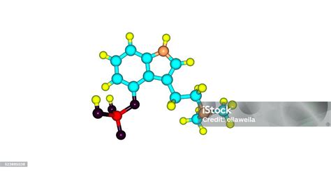 3d Illustration Of Psilocybin Molecular Structure Isolated On White