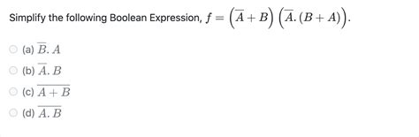 Simplify The Following Boolean Expression