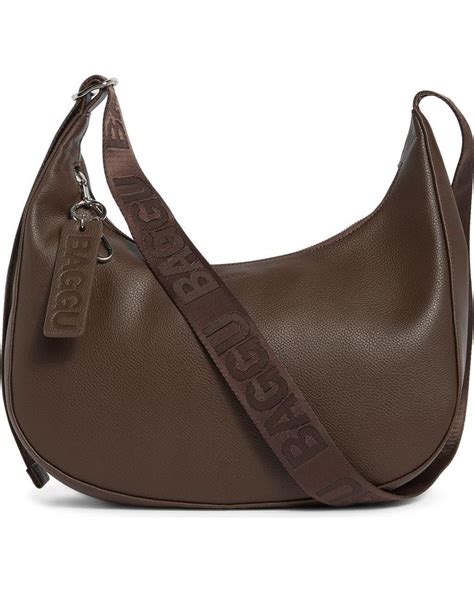Baggu Medium Recycled Leather Crescent Shoulder Bag In Brown Lyst