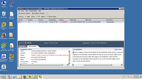 Conversion Failed In Vmware Converter VMware VSphere
