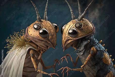 A Beauitiful Portrait Of Two Bugs Beetles Or Cockroaches Getting