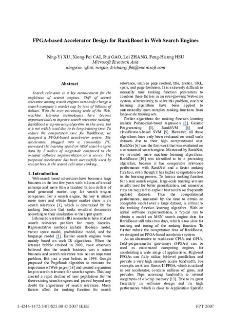 Pdf Fpga Based Accelerator Design For Rankboost In Web Search Engines