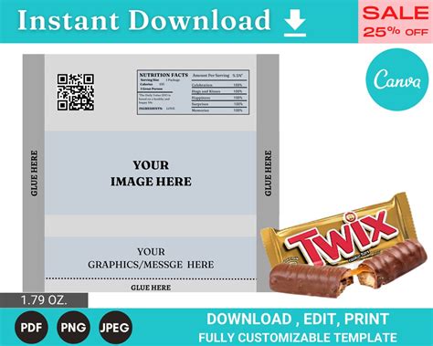 Twix Chocolate Bar Blank Candy Bar Wrapper Template Twix Wrapper Label Templates Twix