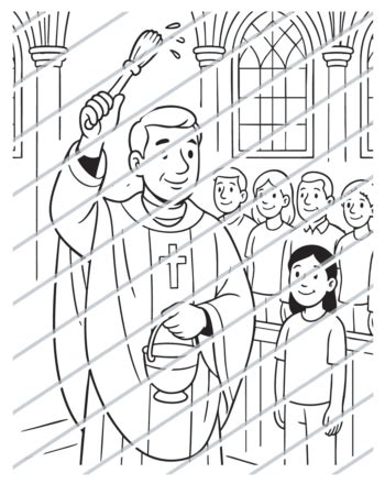 Priest Sprinkling Holy Water Coloring Catholic